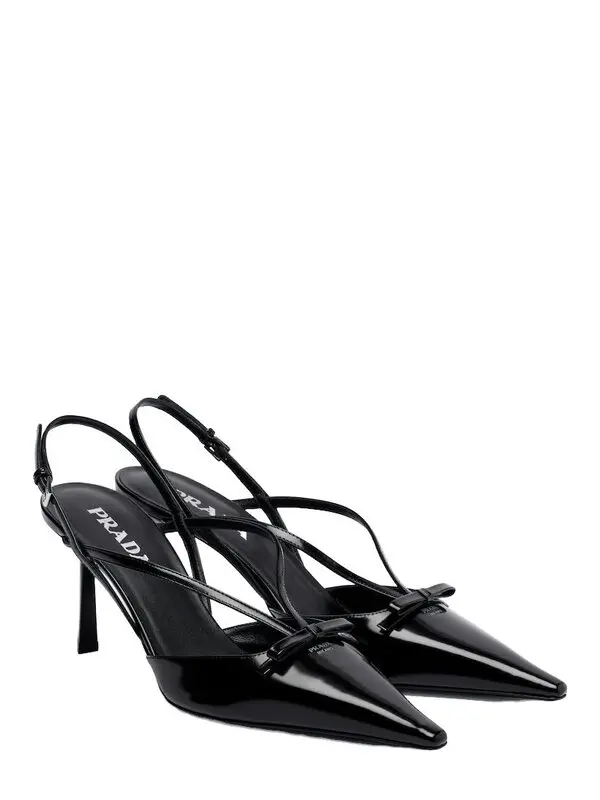 Prada Leather Slingback Pumps - Black