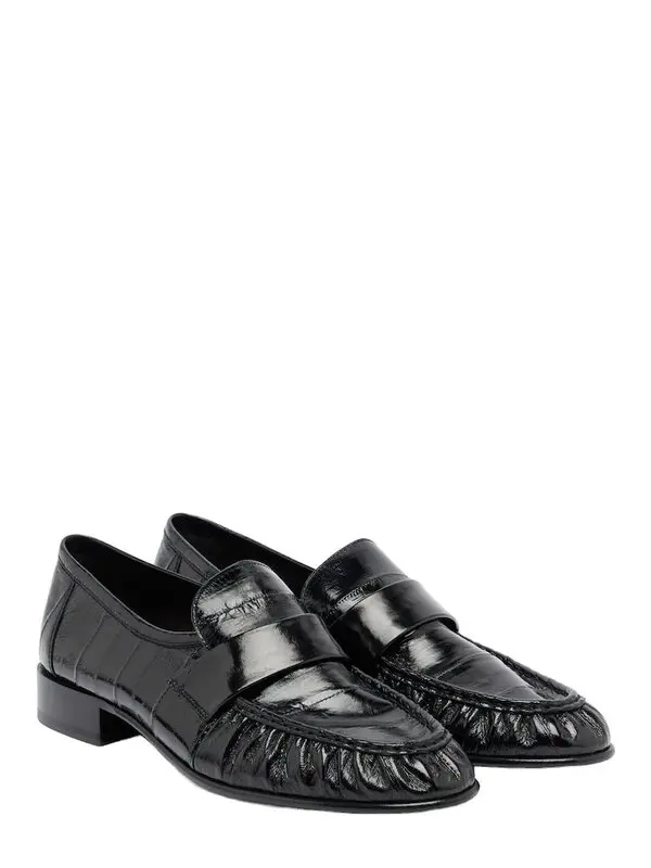 THE ROW Soft Leather Loafers - Black