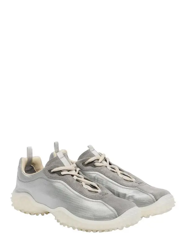 Miu Miu Bubble Suede-trimmed Sneakers - Grey
