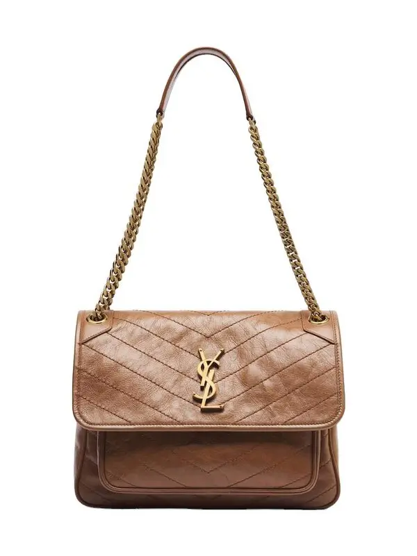 Saint Laurent Niki Medium Leather Shoulder Bag - Brown