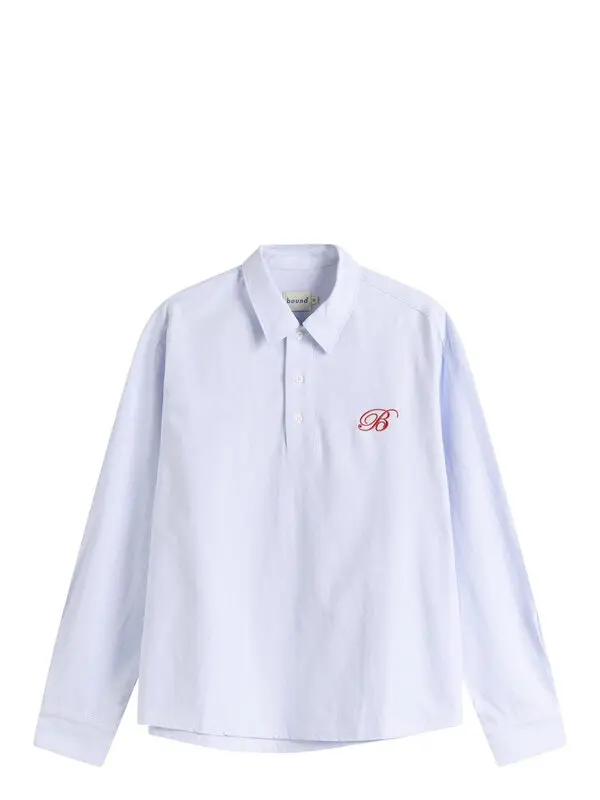 BOUND Half Button Script Oxford Shirt - Blue