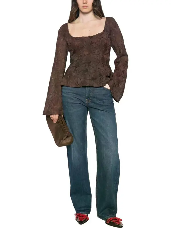 ROTATE BY BIRGER CHRISTENSEN Floral-appliqué Blouse - Brown
