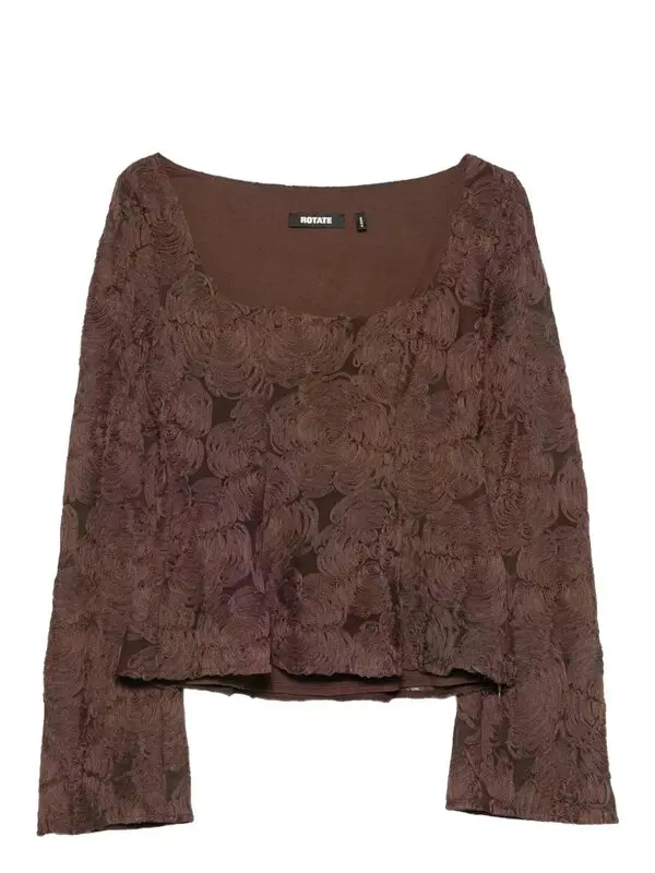 ROTATE BY BIRGER CHRISTENSEN Floral Appliqué Mesh Blouse - Brown