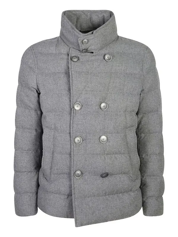 Herno Double-breasted Padded Jacket With Stand-up Collar - Grey