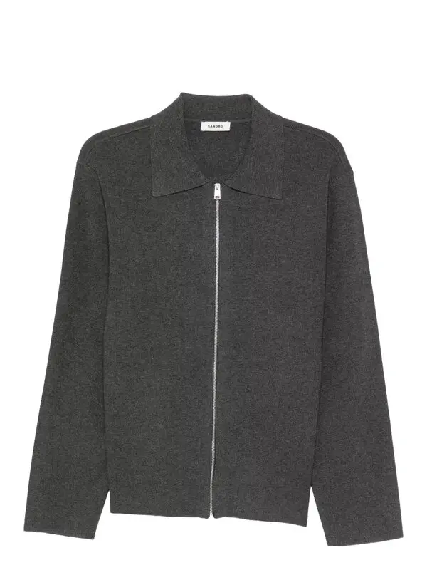 Sandro Zip-up Cardigan With Silver-tone Hardware - Grey