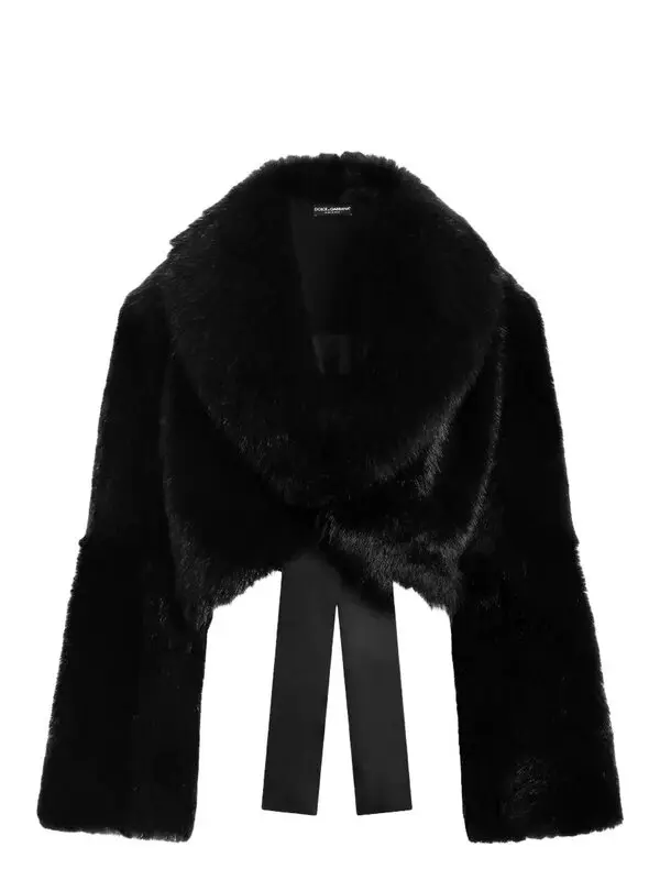 Dolce & Gabbana Shearling Bolero Jacket - Black