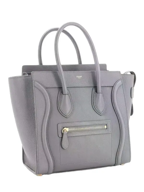 Celine Luggage Bag Grainy Leather Micro Tote Bag - Grey