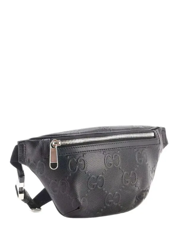 Gucci Gg Embossed Perforated Leather Small Belt Bag - Black