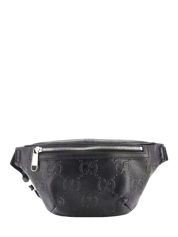 Gucci Gg Embossed Perforated Leather Belt Bag - Black