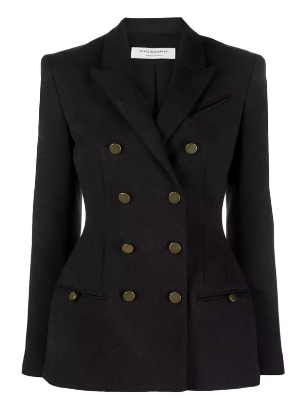 Philosophy Di Lorenzo Serafini Double-breasted Fitted-waistline Blazer - Grey