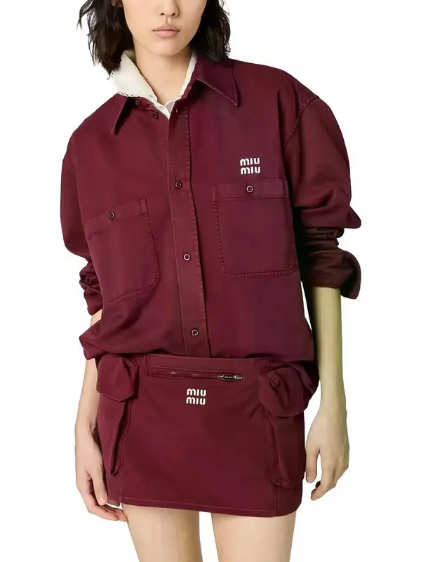 Miu Miu Logo Embroidered Shirt - Red