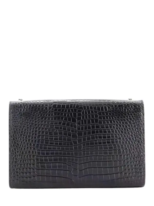 Saint Laurent Classic Monogram Tassel Crocodile Embossed Leather Medium Crossbody Bag - Black