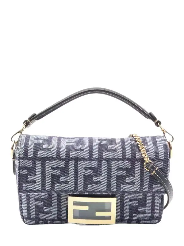 Fendi 2010-2026 Mini Zucca Denim Baguette Satchel - Blue