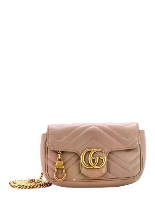 Gucci Gg Marmont Flap Bag Matelasse Leather Super Mini Crossbody Bag - Neutrals