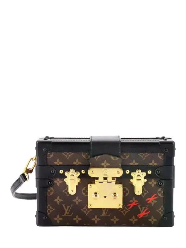 LOUIS VUITTON Petite Malle Handbag Monogram Canvas Clutch Bag - Brown