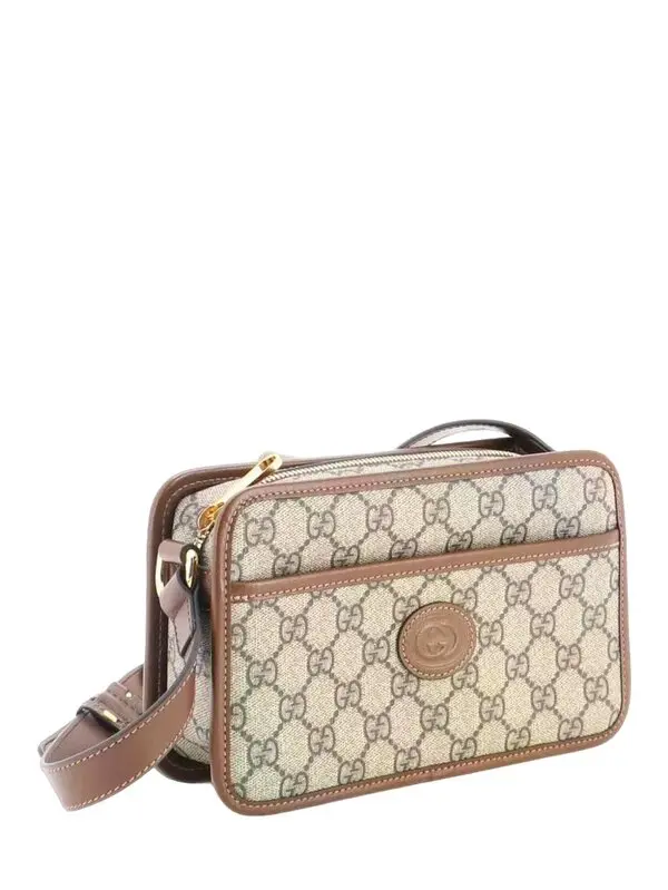 Gucci Interlocking G Patch Camera Bag Gg Coated Canvas Mini Crossbody Bag - Brown