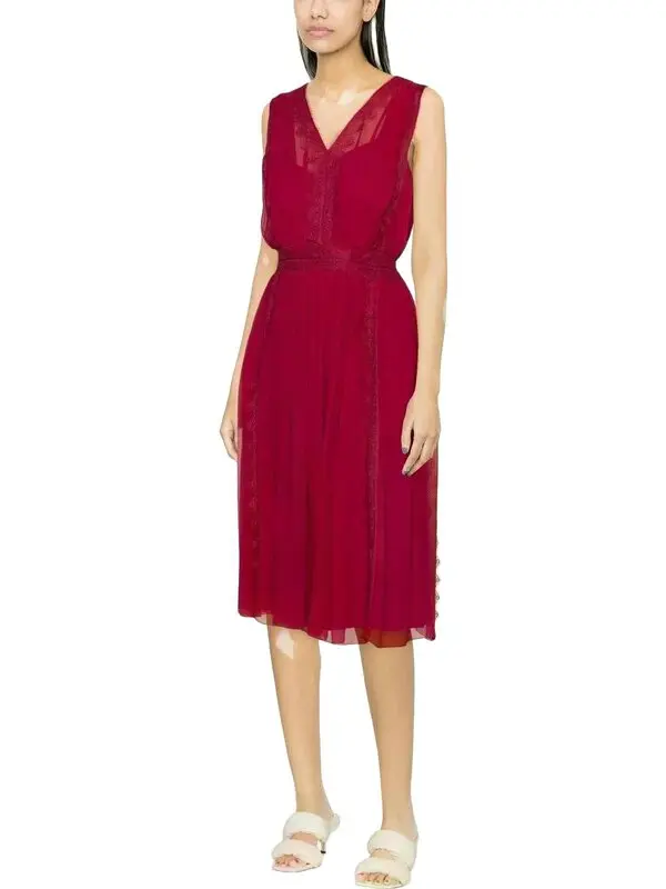 Alberta Ferretti Sleeveless Silk Midi Dress - Red