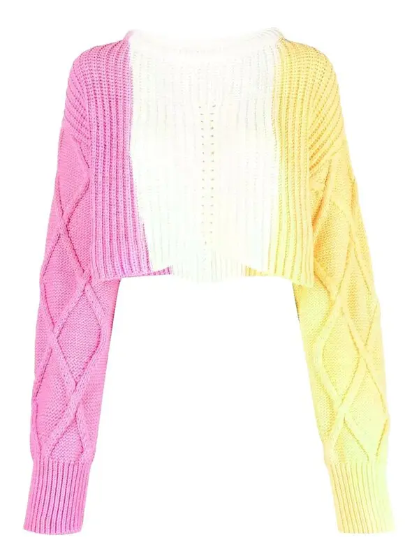 Philosophy Di Lorenzo Serafini Colour-block Cable Knit Cropped Jumper - White