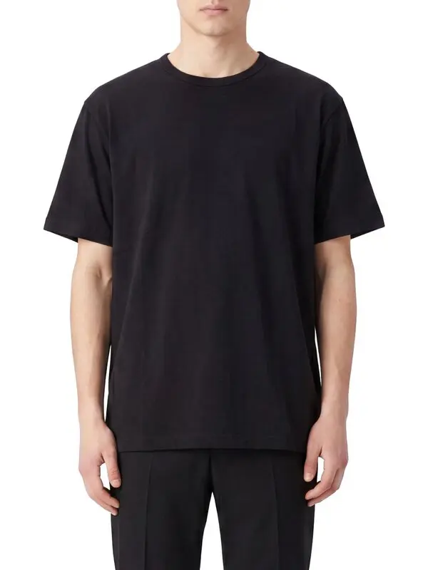 Y’s Short-sleeved Cotton T-shirt With Crew Neck And Dropped Shoulders - Black