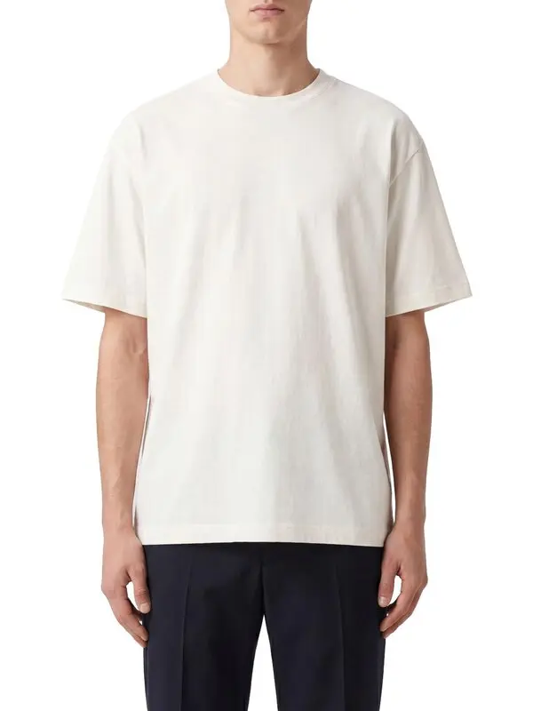 Y’s Short-sleeved Cotton T-shirt With Crew Neck And Dropped Shoulders - White