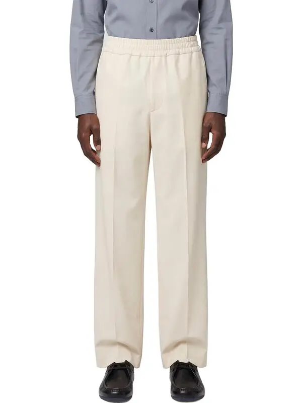 JIL SANDER Cotton Blend Stretch Wide Leg Trousers - Beige