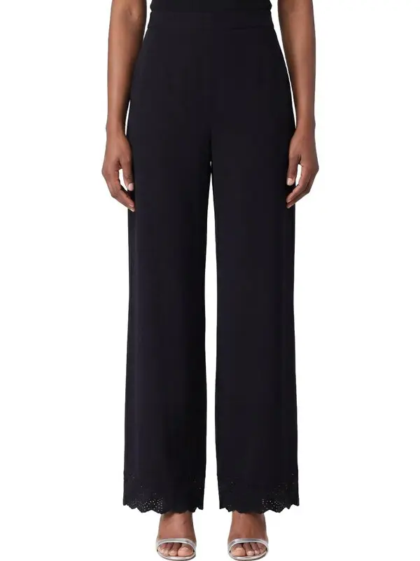 BY MALENE BIRGER Wide-leg Pants In Organic Cotton With Lace Inserts - Black