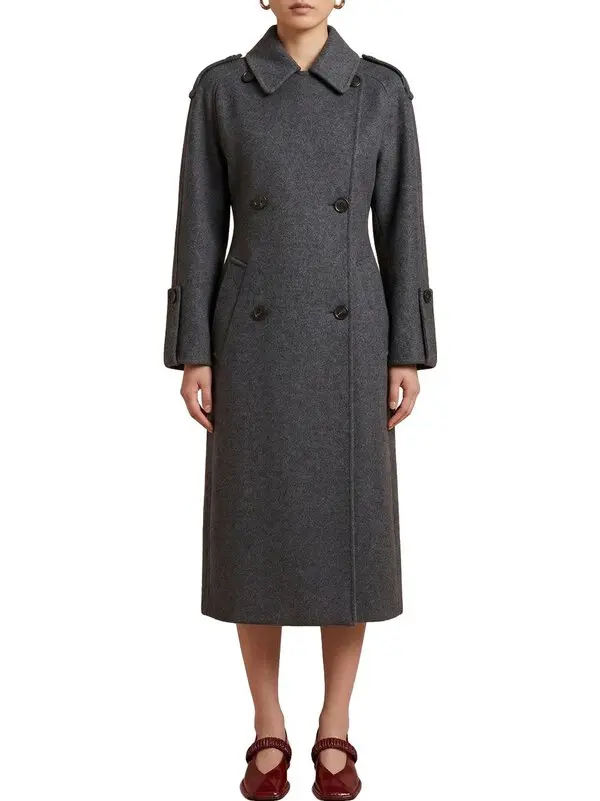 Max Mara Double-breasted Virgin Wool Coat - Grey