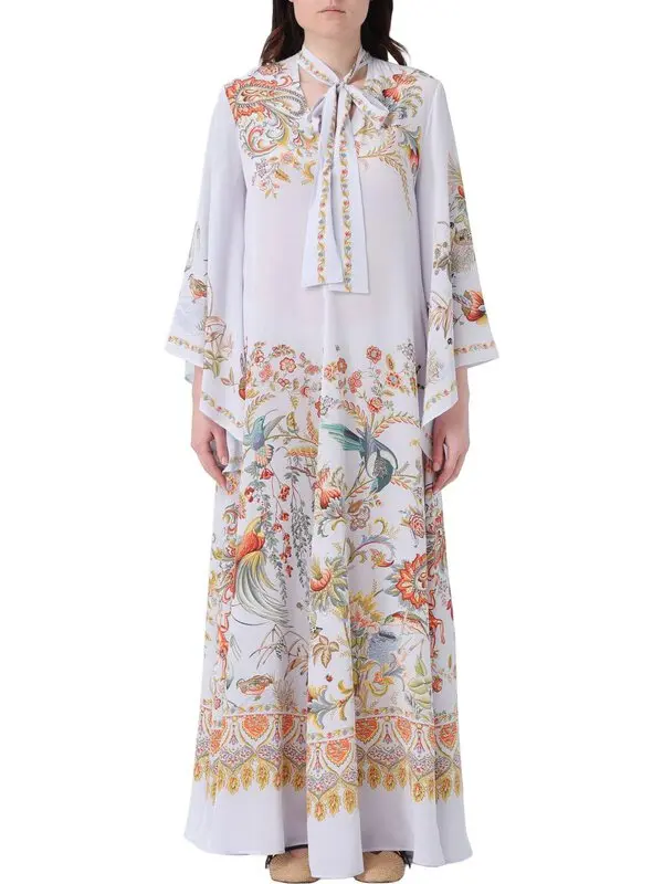 Etro Silk Kaftan Dress With Paisley Print - Multicolor
