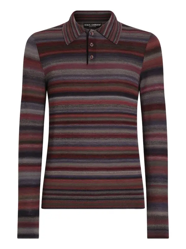 Dolce & Gabbana Striped Wool Polo Shirt Sweaters And Cardigans - One-color