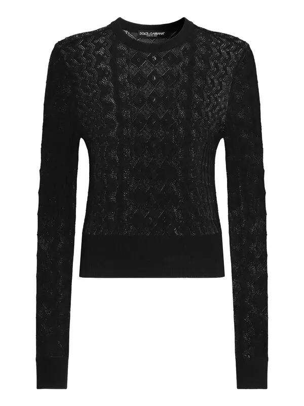 Dolce & Gabbana Lace Pullover Sweaters And Cardigans - Black