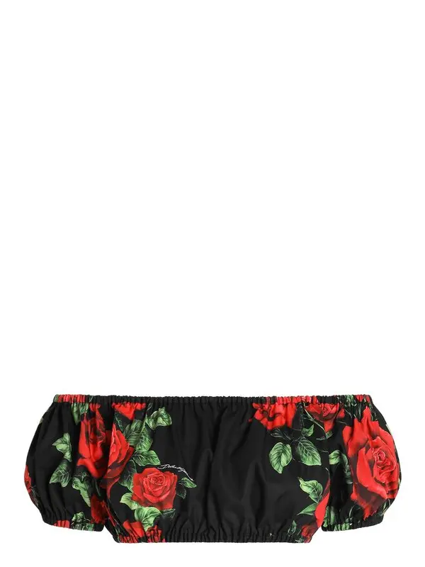 Dolce & Gabbana Rose-print Poplin Top Shirts And Tops - Multicolor