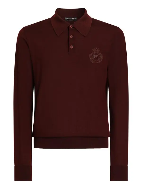 Dolce & Gabbana Knit Polo Shirt With Embroidery Sweaters And Cardigans - Purple
