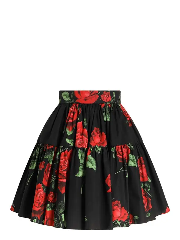 Dolce & Gabbana Rose-print Poplin Skirt Skirts - Multicolor