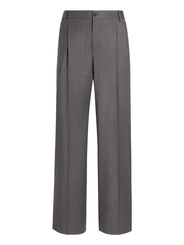 Dolce & Gabbana Flannel Pleated Trousers - Grey