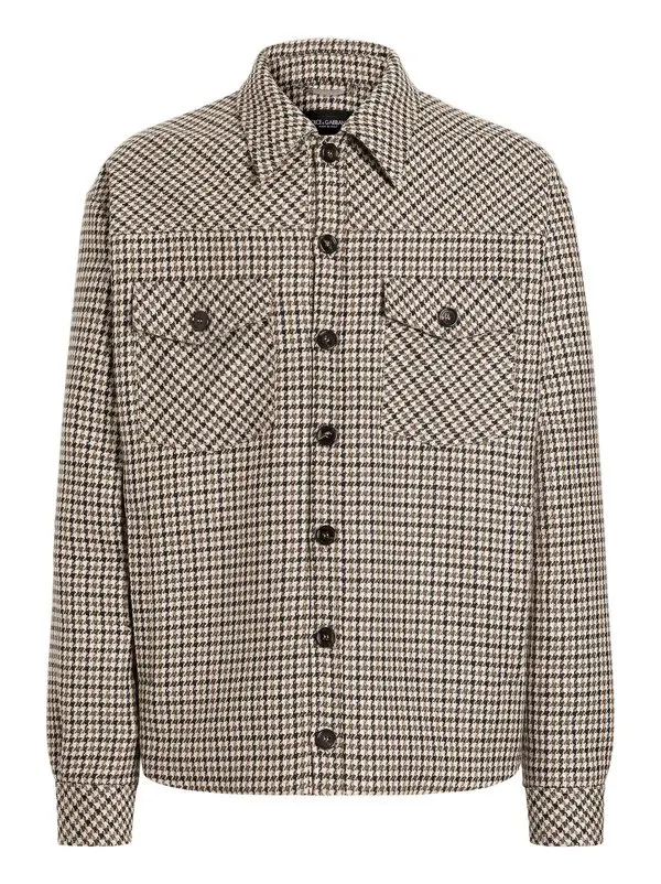 Dolce & Gabbana Quilted Houndstooth Wool Jacket - Multicolor