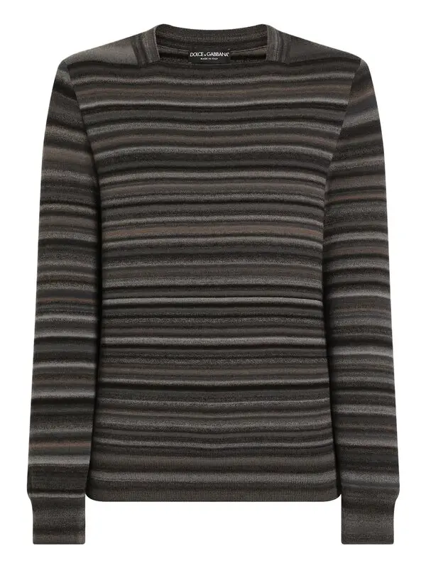 Dolce & Gabbana Striped Wool Pullover - Grey