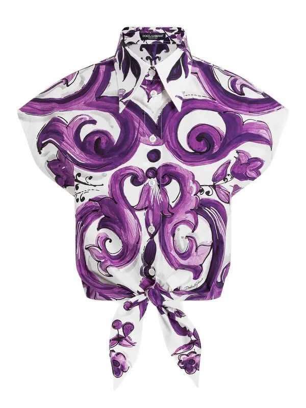 Dolce & Gabbana Majolica-print Poplin Shirt Shirts And Tops - Multicolor