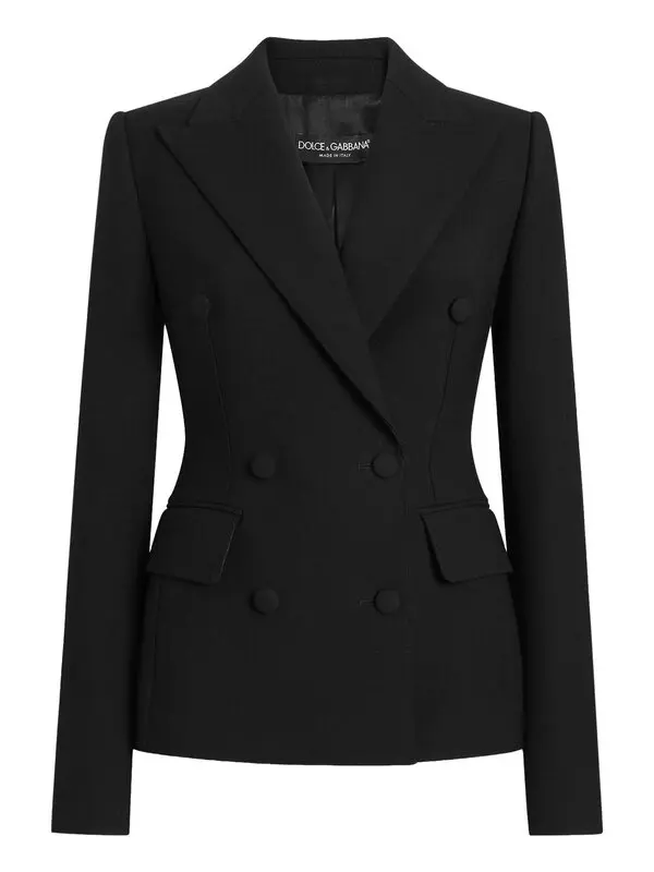 Dolce & Gabbana Double-breasted Jacket In Double Wool Crêpe Blazers - Black
