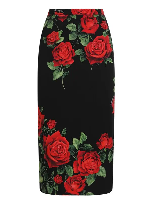 Dolce & Gabbana Rose-print Charmeuse Skirt Skirts - Multicolor