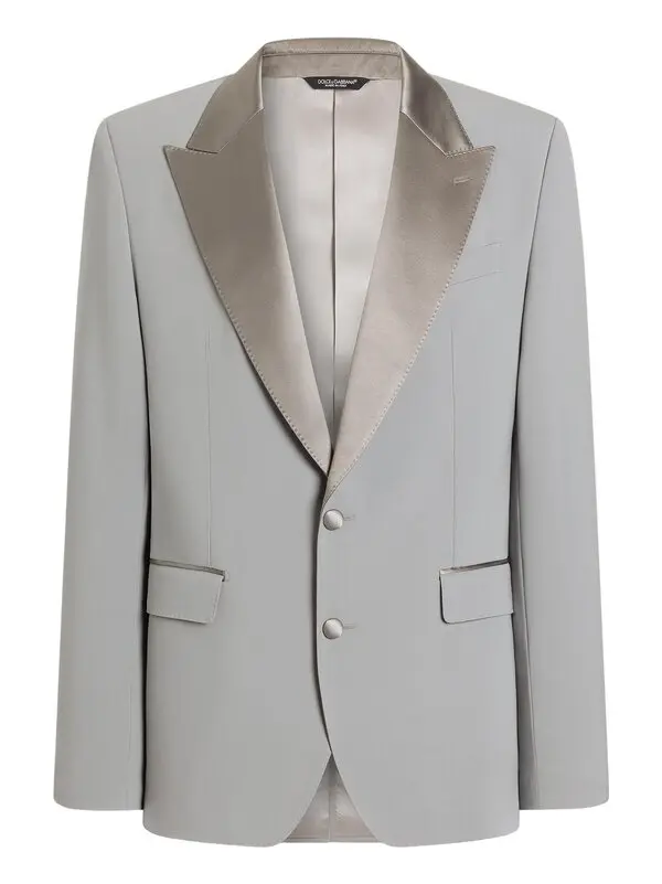 Dolce & Gabbana Sicilia Light Single-breasted Micro-rib Tuxedo Jacket Collection Gray - Grey