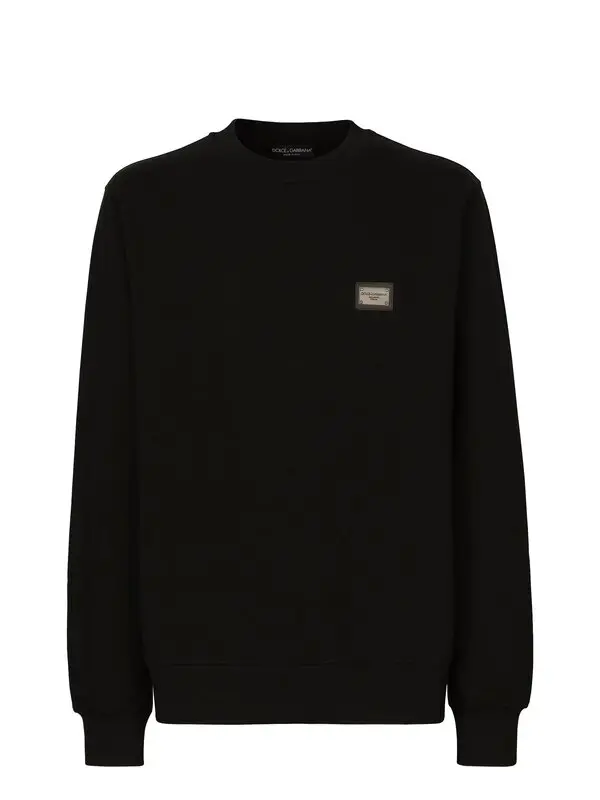 Dolce & Gabbana Jersey Sweatshirt With Branded Tag Sweatshirts - Black