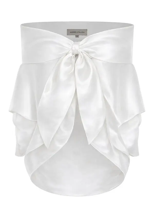 ANDRES OTALORA Lomas" Tie-detailed Silk-organza Off-the-shoulder Blouse - White