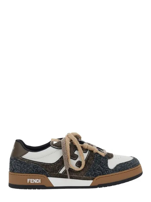 Fendi Match Low-top Suede Sneakers With Ff Monogram And Perforated Toe - Brown