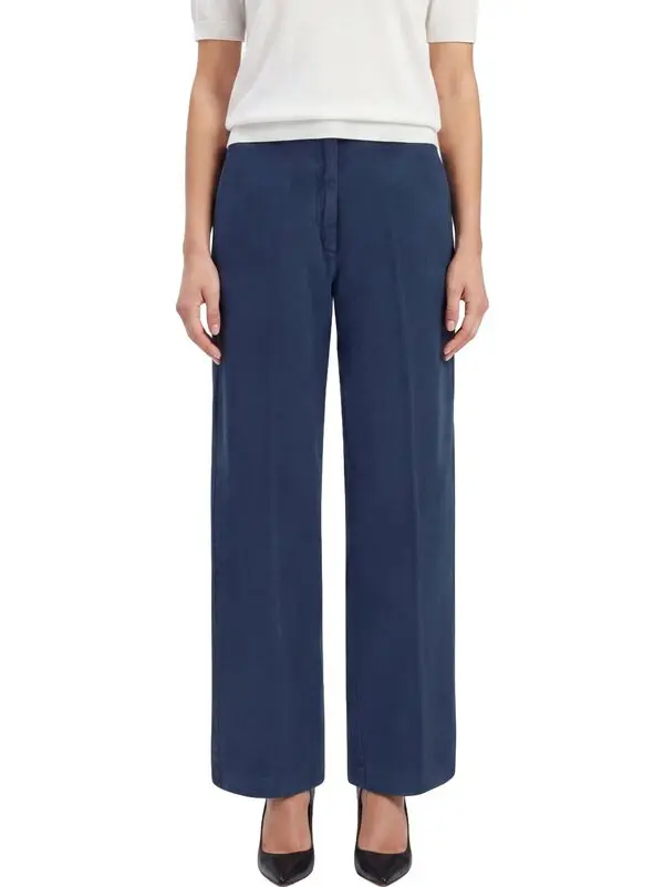 FORTE_FORTE Mid-rise Cotton Wide-leg Pants - Blue
