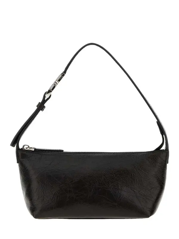 Fendi Vanity Crinkled Leather Mini Bag With Metal Ff Logo - Black