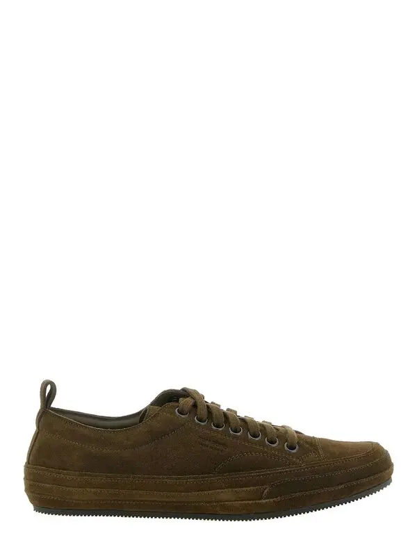 TOM FORD Dean Suede Calfskin Low-top Sneakers With Pull Tab - Kaki
