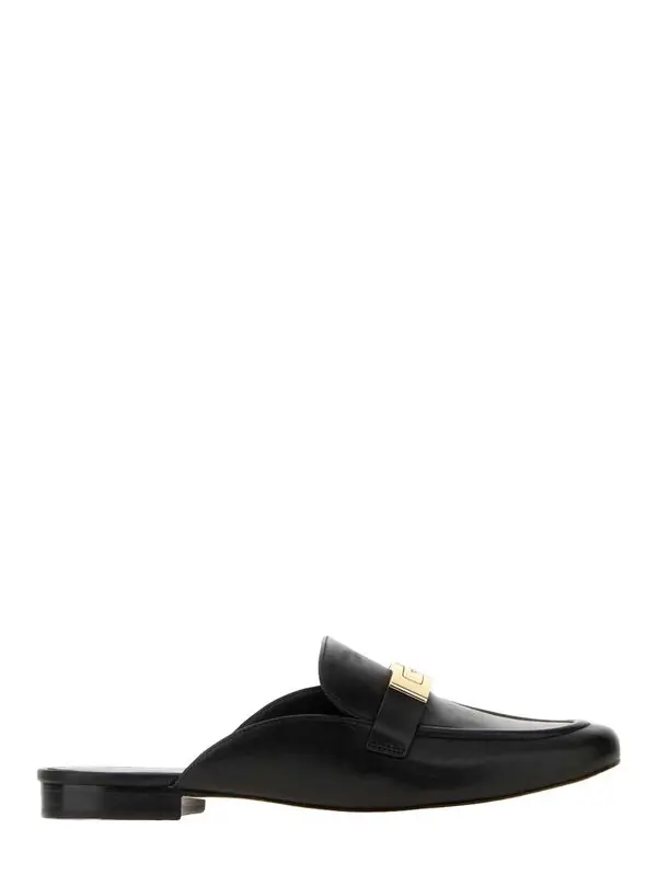 Tory Burch Smooth Leather Mules With Double T Logo And Low Heel - Black