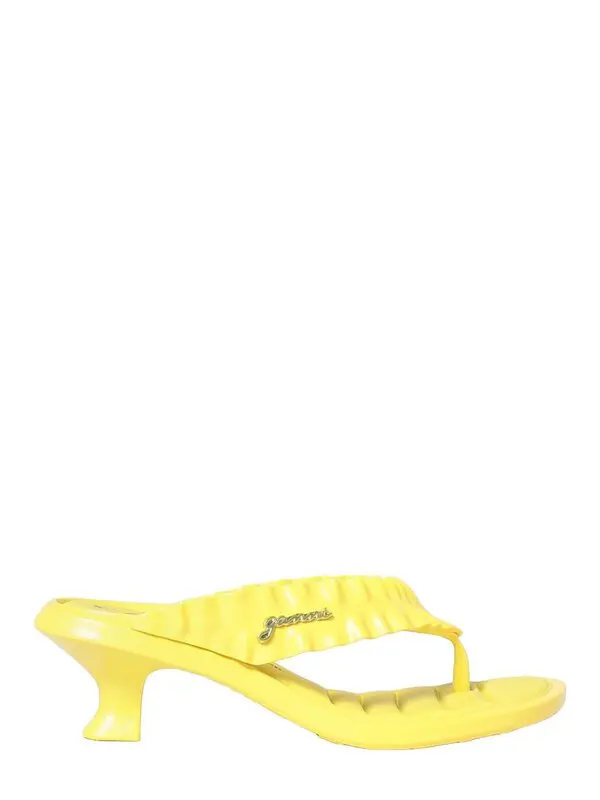 MELISSA X GANNI Ruched Pvc Thong Sandals With Low Heel - Yellow
