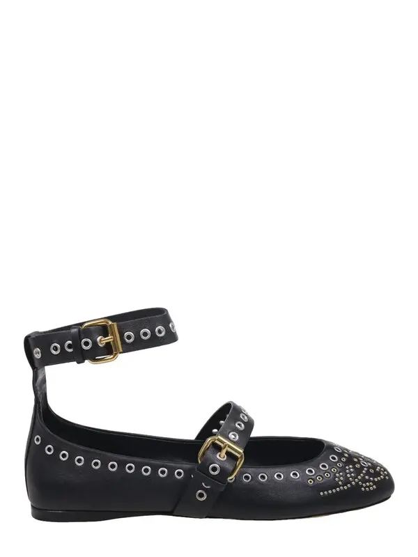 Isabel Marant Étoile Ylza Leather Mary Jane Flats With Studs And Eyelets - Black
