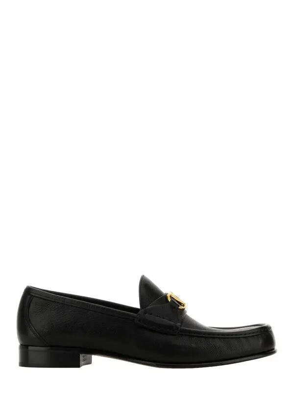 Valentino Garavani Vlogo Signature Penny Loafers In Smooth Calfskin Leather - Black